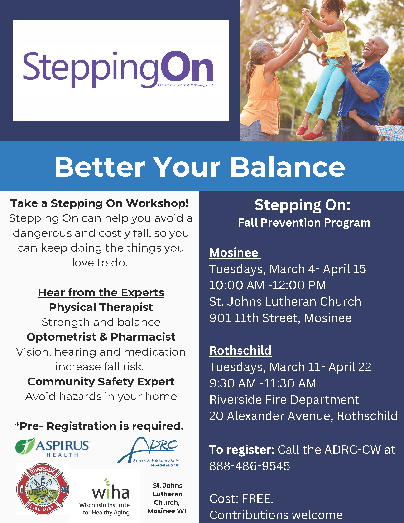 ADRC Better Your Balance: Stepping On Program | Faith in Action of ...